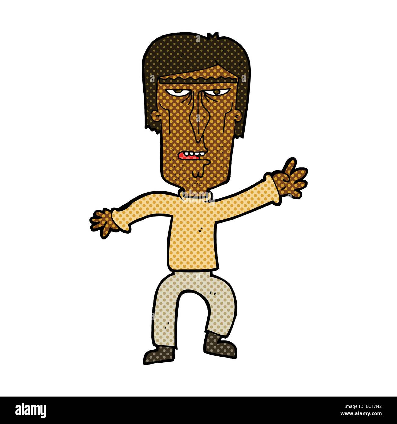 retro comic book style cartoon angry man waving warning Stock Vector ...