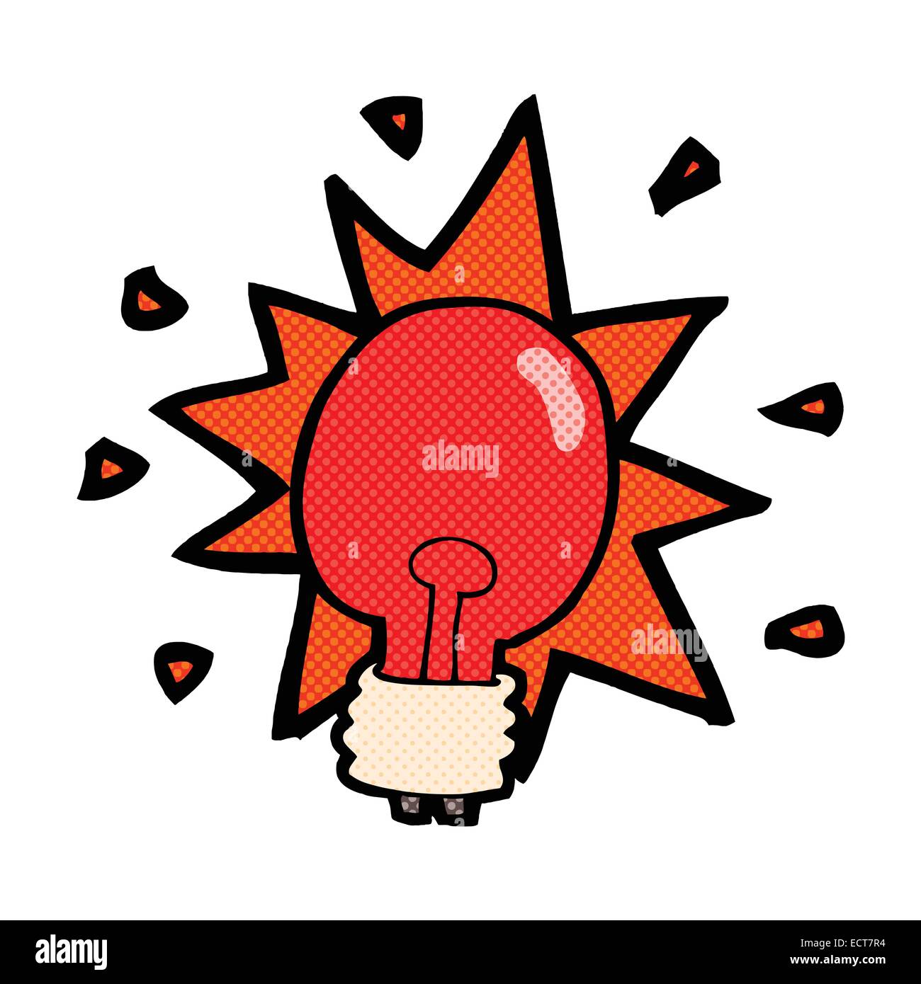 retro comic book style cartoon red light bulb Stock Vector Image & Art ...