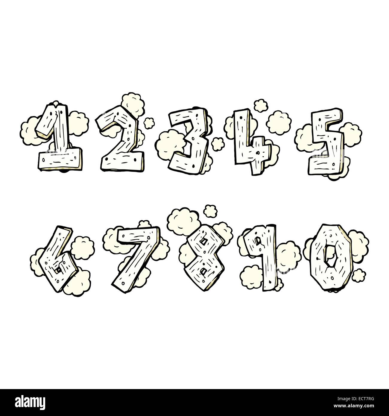 retro comic book style cartoon wooden numbers Stock Vector Image & Art ...