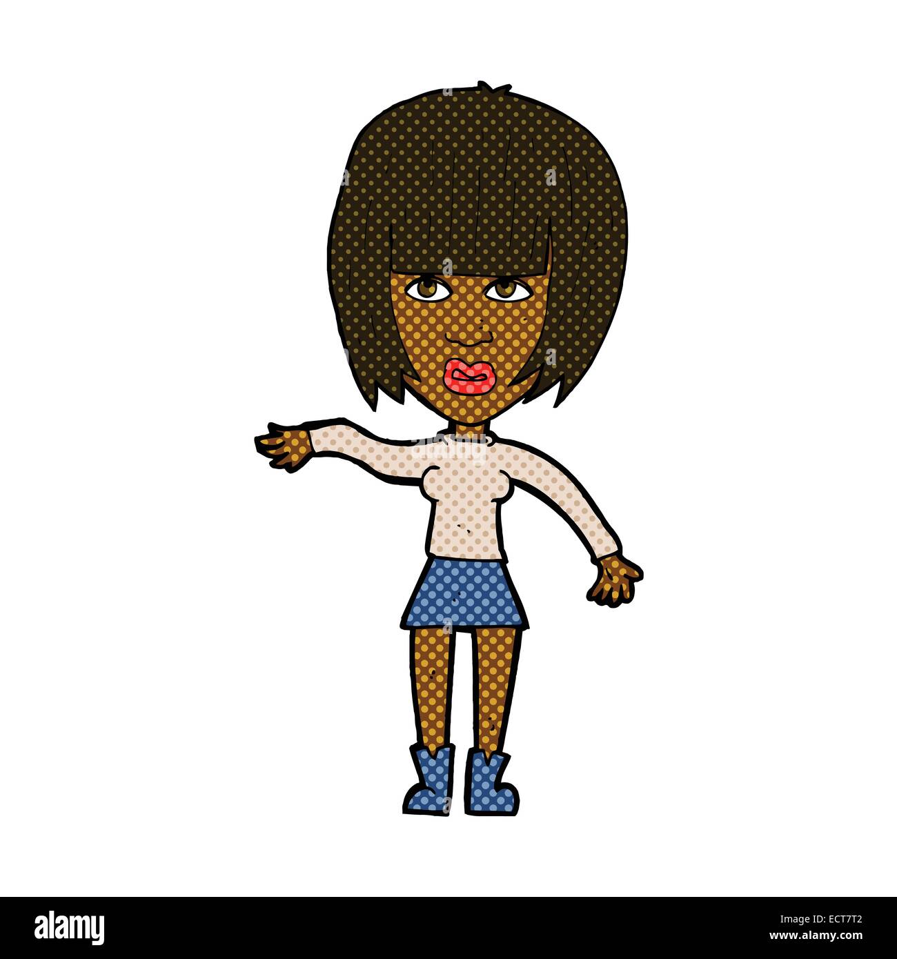 retro comic book style cartoon woman waving away Stock Vector Image ...
