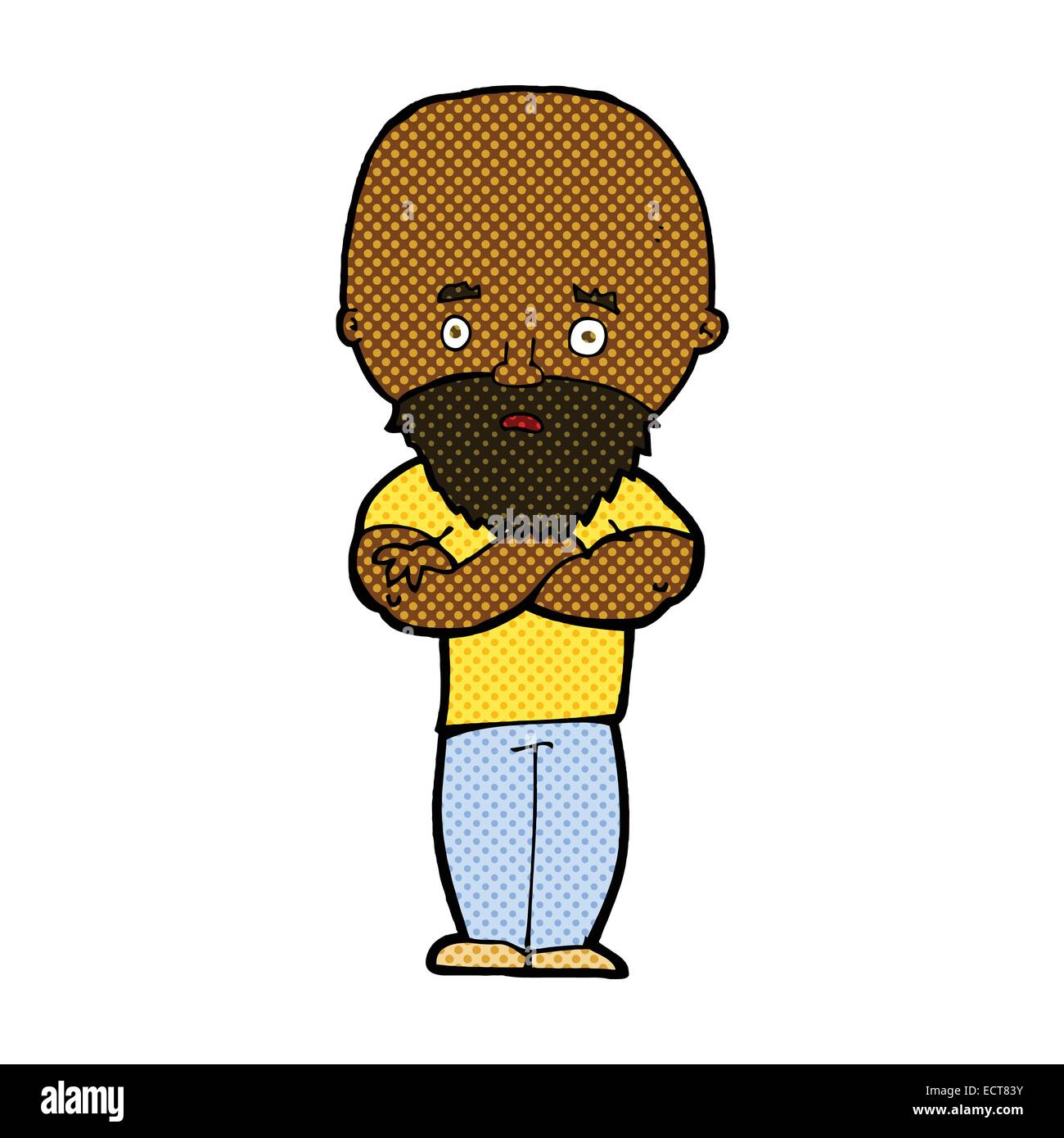 retro comic book style cartoon shocked bald man with beard Stock Vector ...