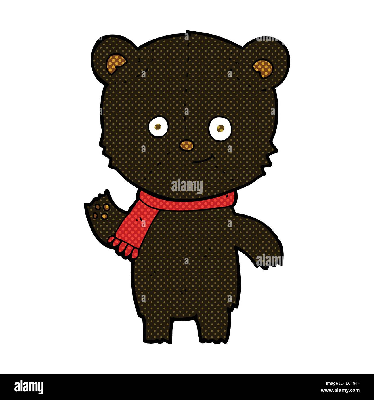 retro comic book style cartoon black bear waving Stock Vector Image ...