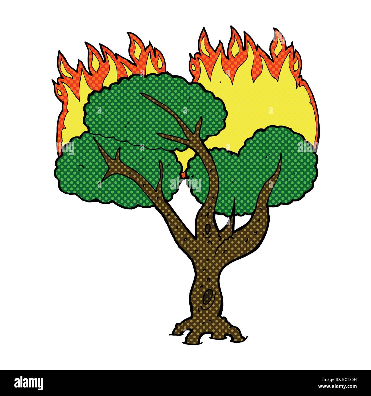 retro comic book style cartoon burning tree Stock Vector Image & Art - Alamy