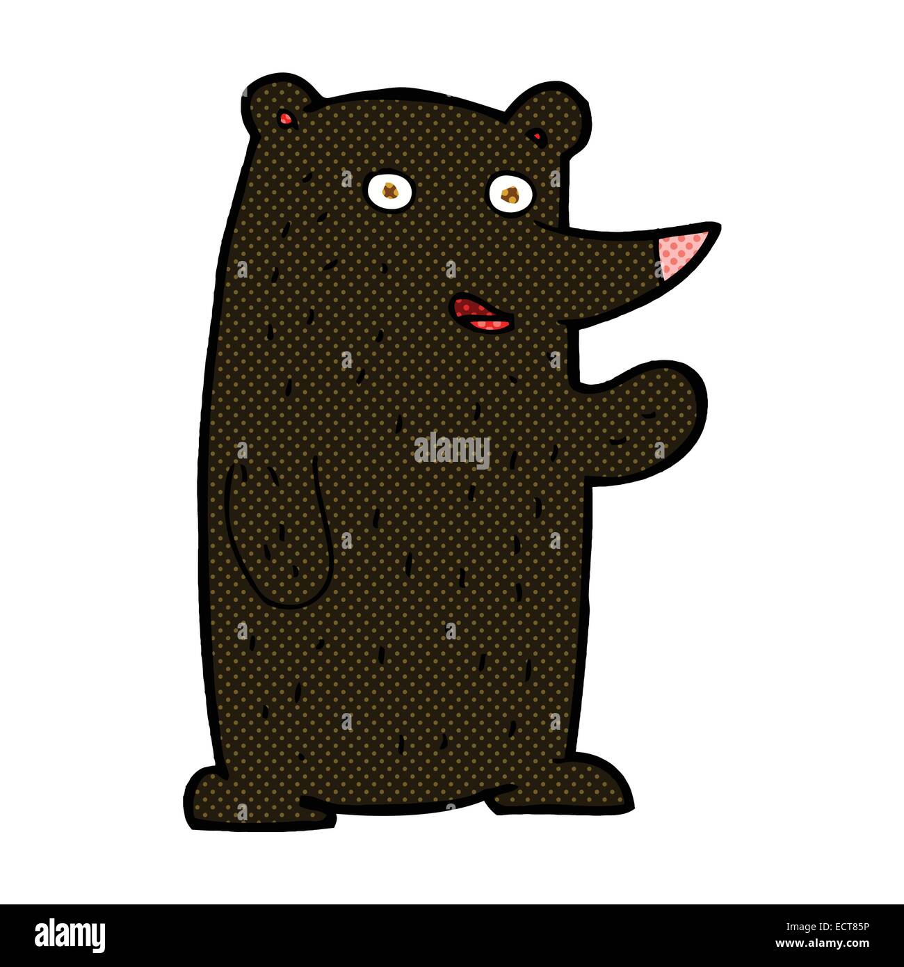 retro comic book style cartoon waving black bear Stock Vector Image ...
