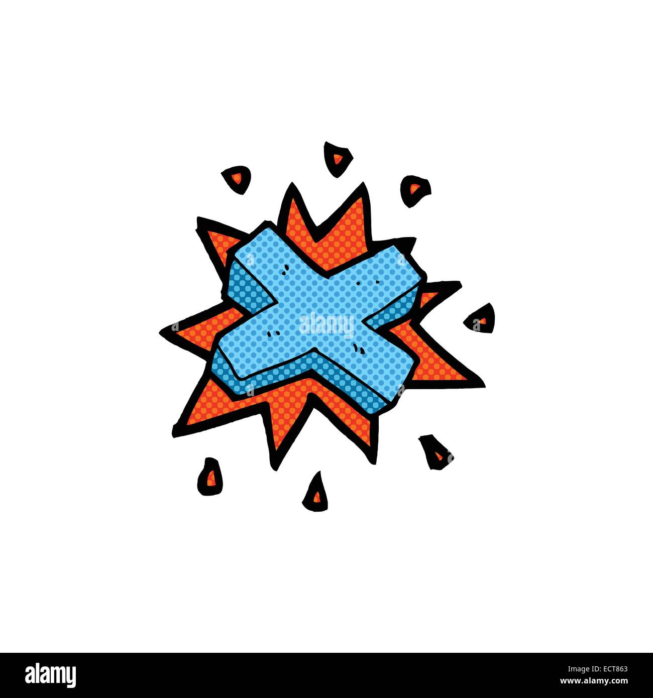 retro comic book style cartoon negative cross symbol Stock Vector Image ...