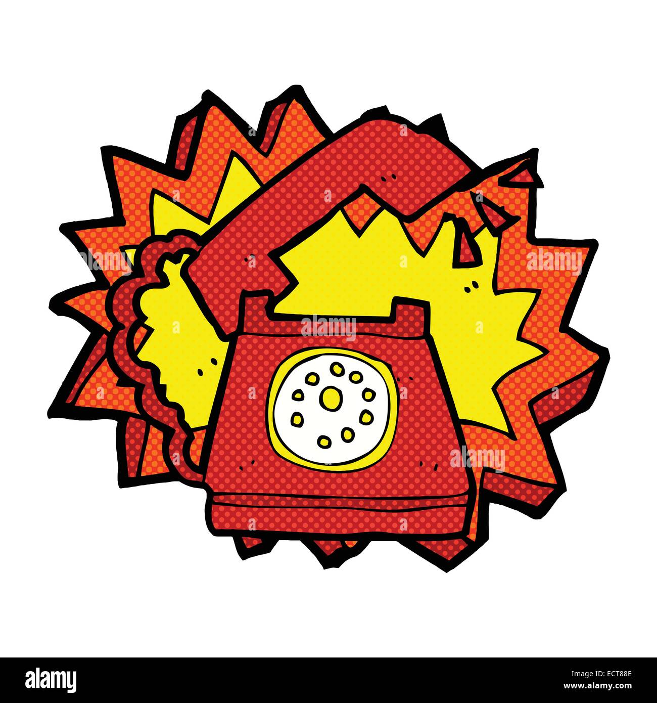 retro comic book style cartoon ringing telephone Stock Vector Image ...