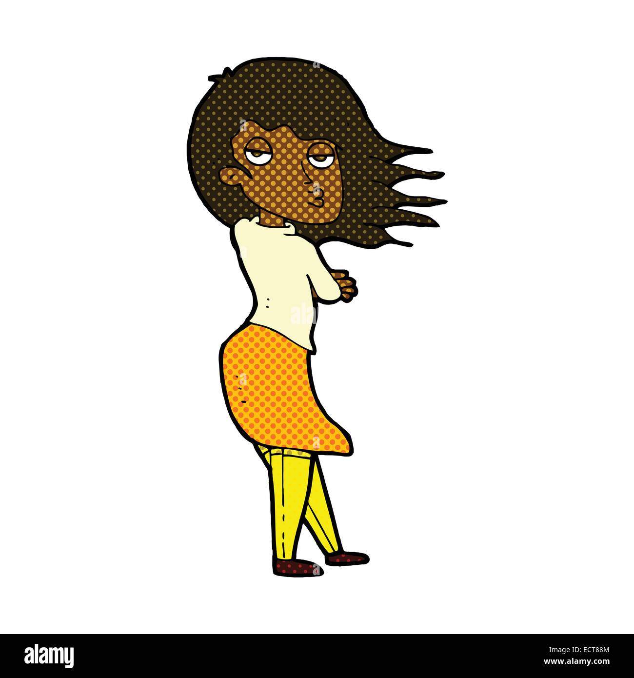 retro comic book style cartoon woman making photo face Stock Vector ...