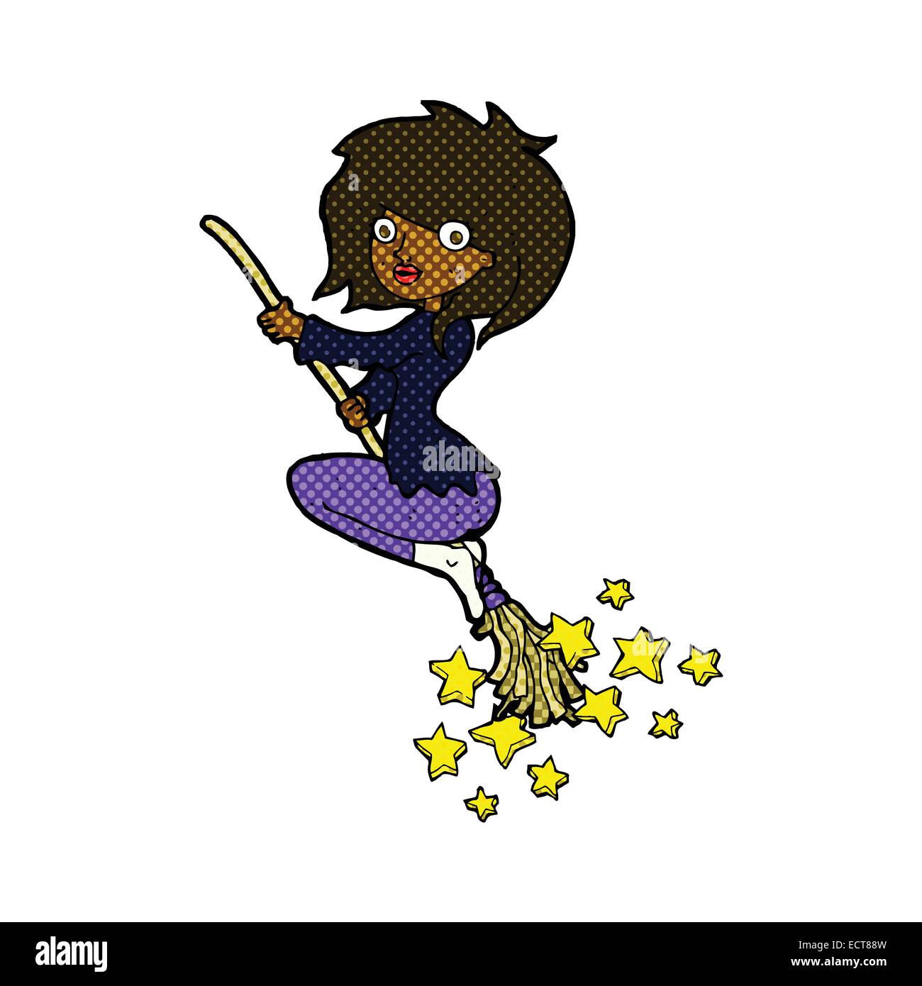 Witch riding broomstick cartoon Cut Out Stock Images & Pictures - Alamy