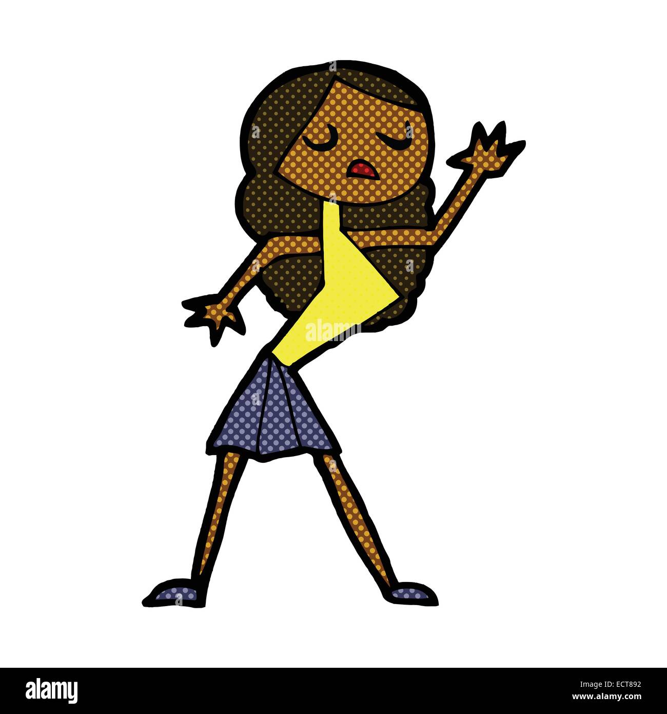 retro comic book style cartoon woman dancing Stock Vector Image & Art ...
