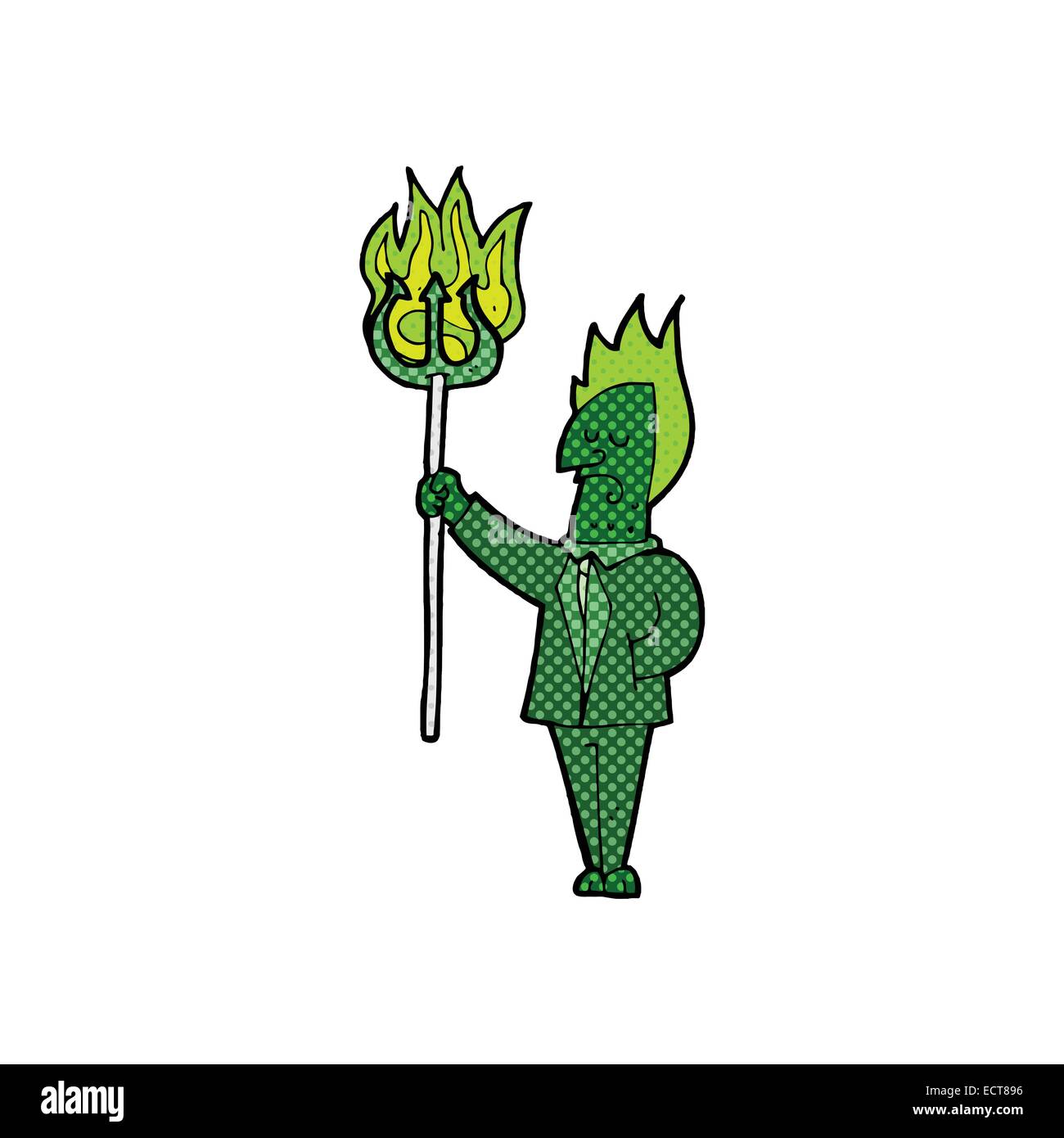 retro comic book style cartoon devil with pitchfork Stock Vector Image ...