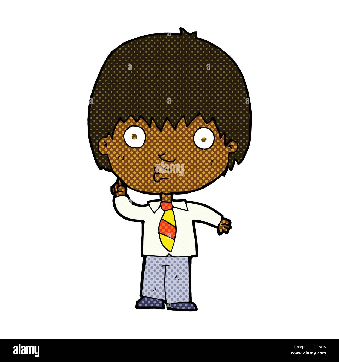 retro comic book style cartoon school boy answering question Stock ...