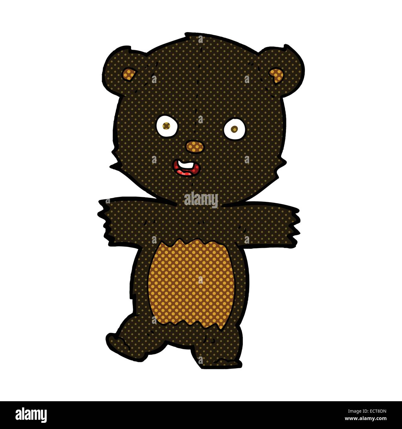 retro comic book style cartoon cute black bear cub Stock Vector Image ...