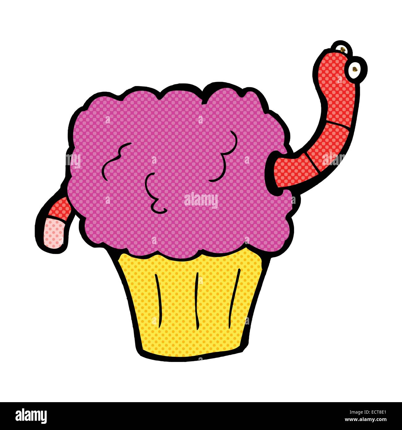 retro comic book style cartoon worm in cupcake Stock Vector Image & Art ...