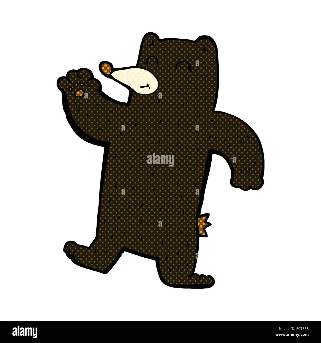 retro comic book style cartoon waving black bear Stock Vector Image ...