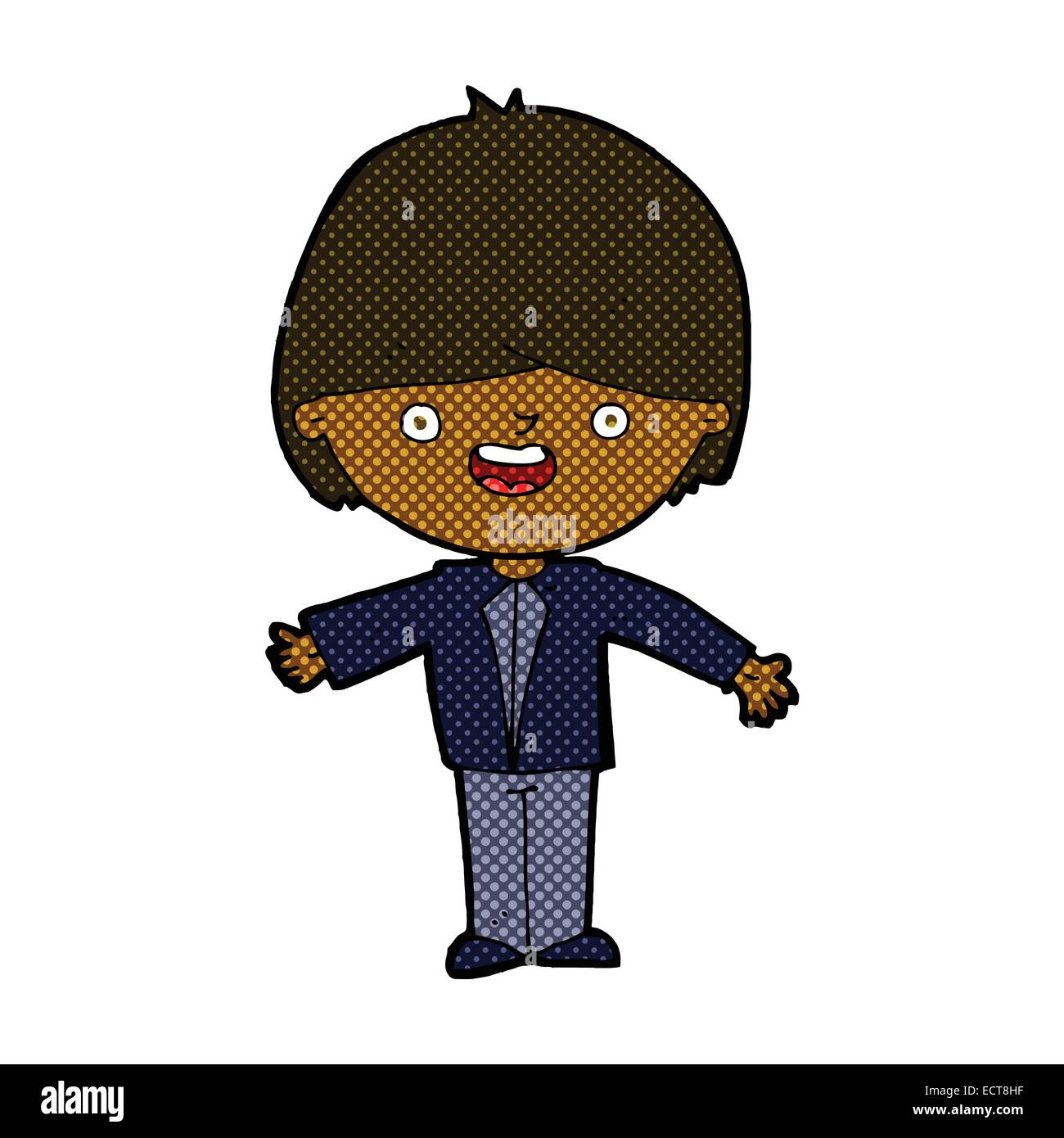 retro comic book style cartoon happy boy with open arms Stock Vector ...