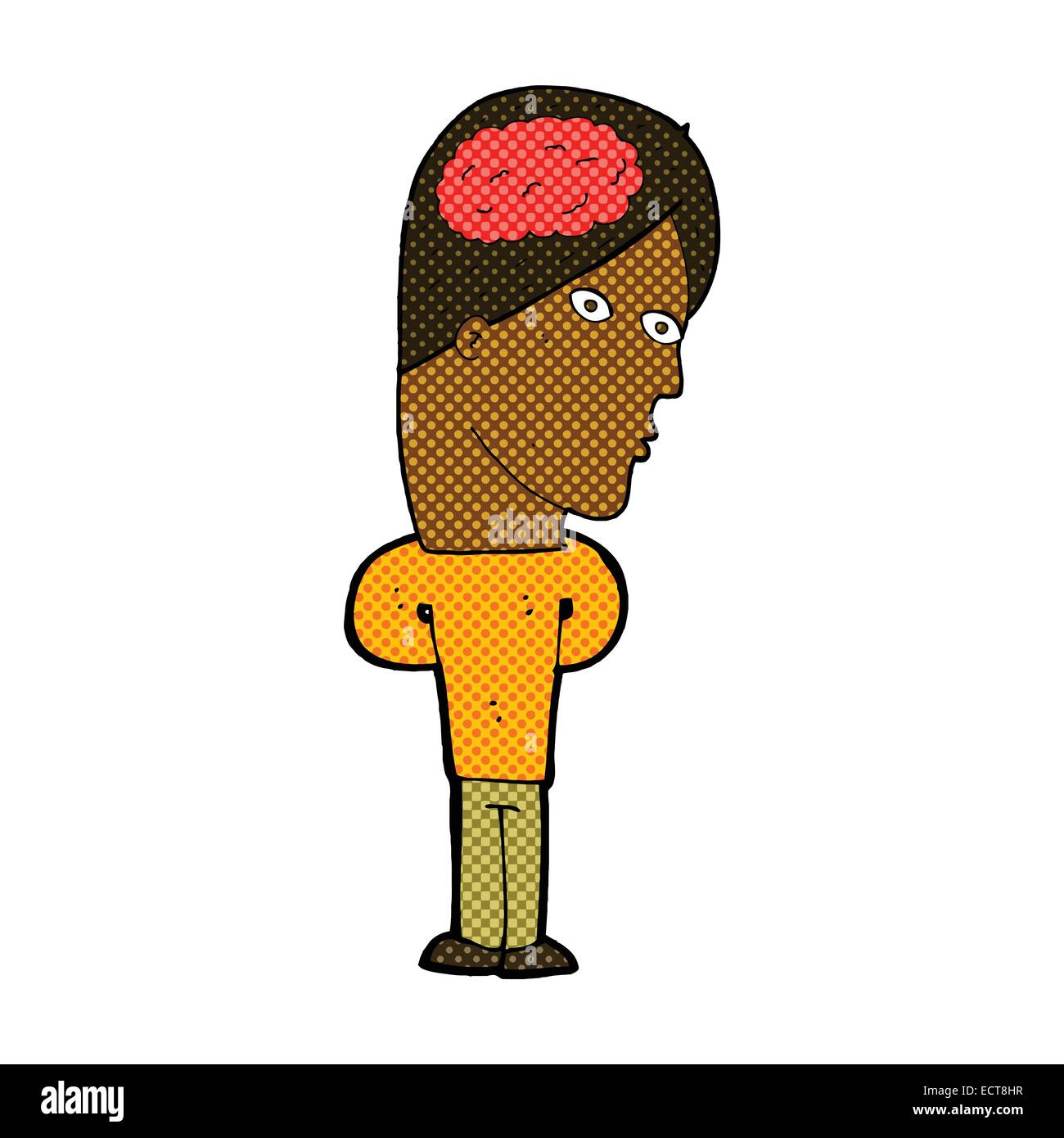 retro comic book style cartoon man with big brain Stock Vector Image ...