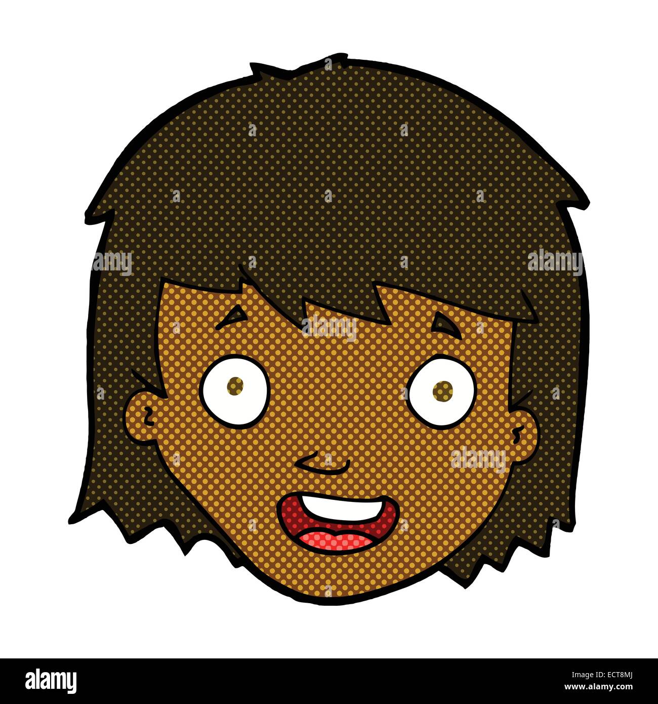retro comic book style cartoon happy female face Stock Vector Image ...
