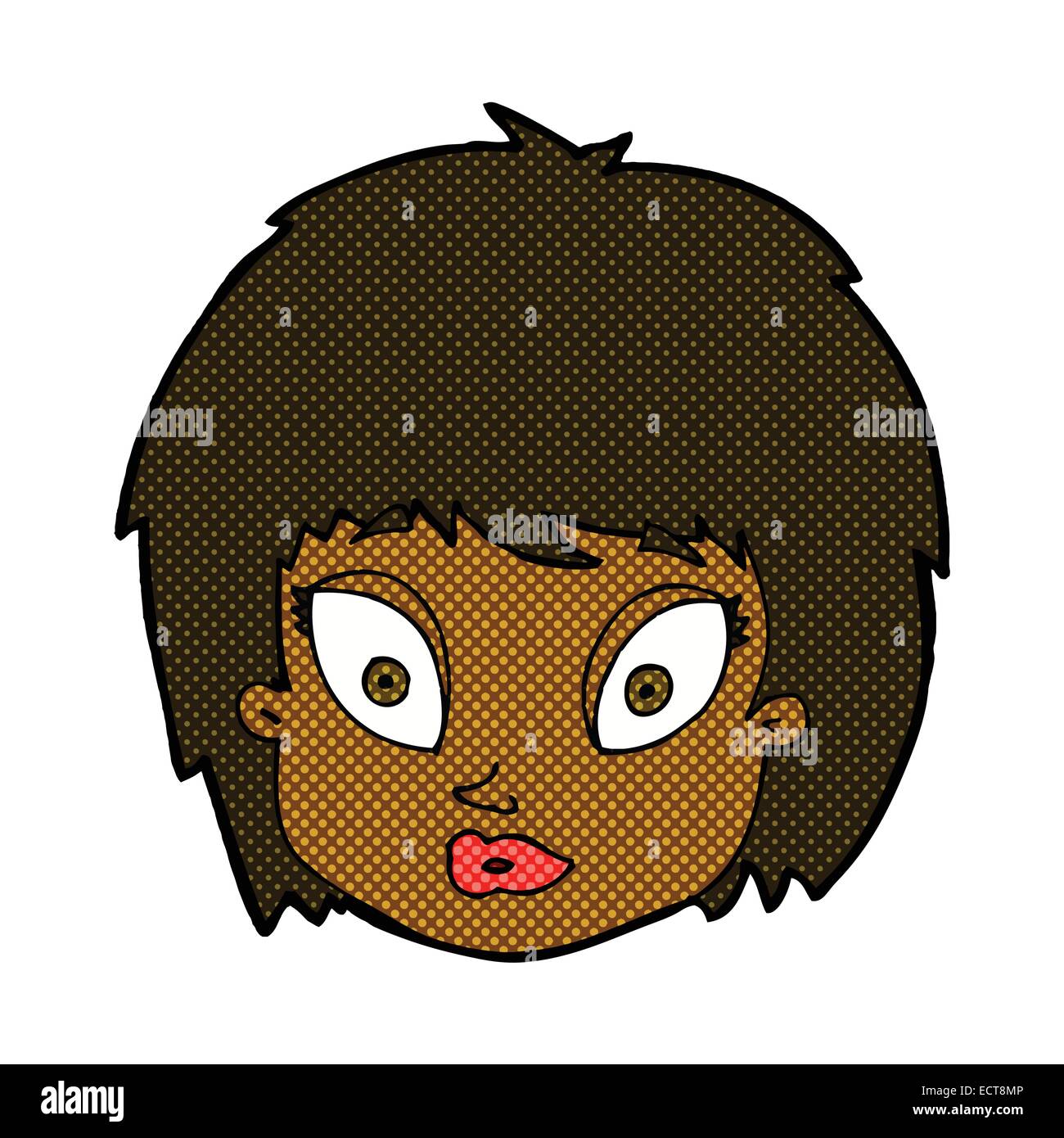 retro comic book style cartoon surprised female face Stock Vector Image ...