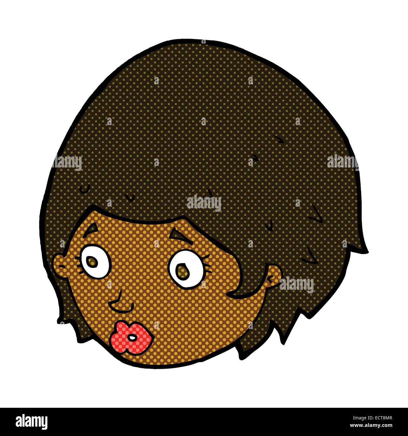 retro comic book style cartoon girl with concerned expression Stock ...