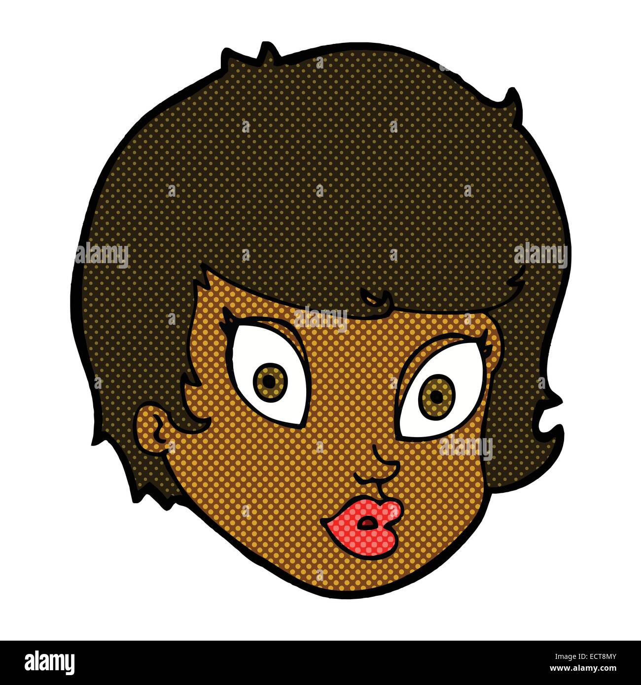 retro comic book style cartoon surprised female face Stock Vector Image ...