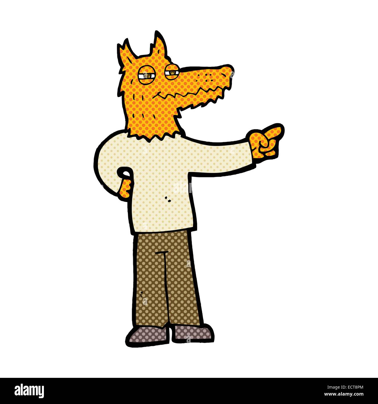 retro comic book style cartoon pointing fox man Stock Vector Image ...