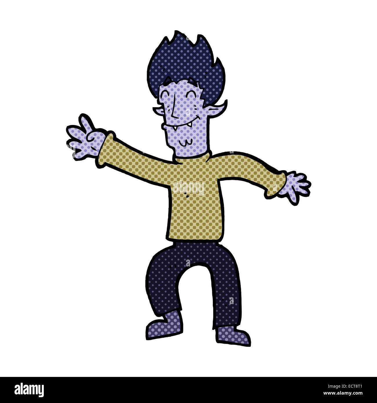 retro comic book style cartoon happy vampire man Stock Vector Image ...