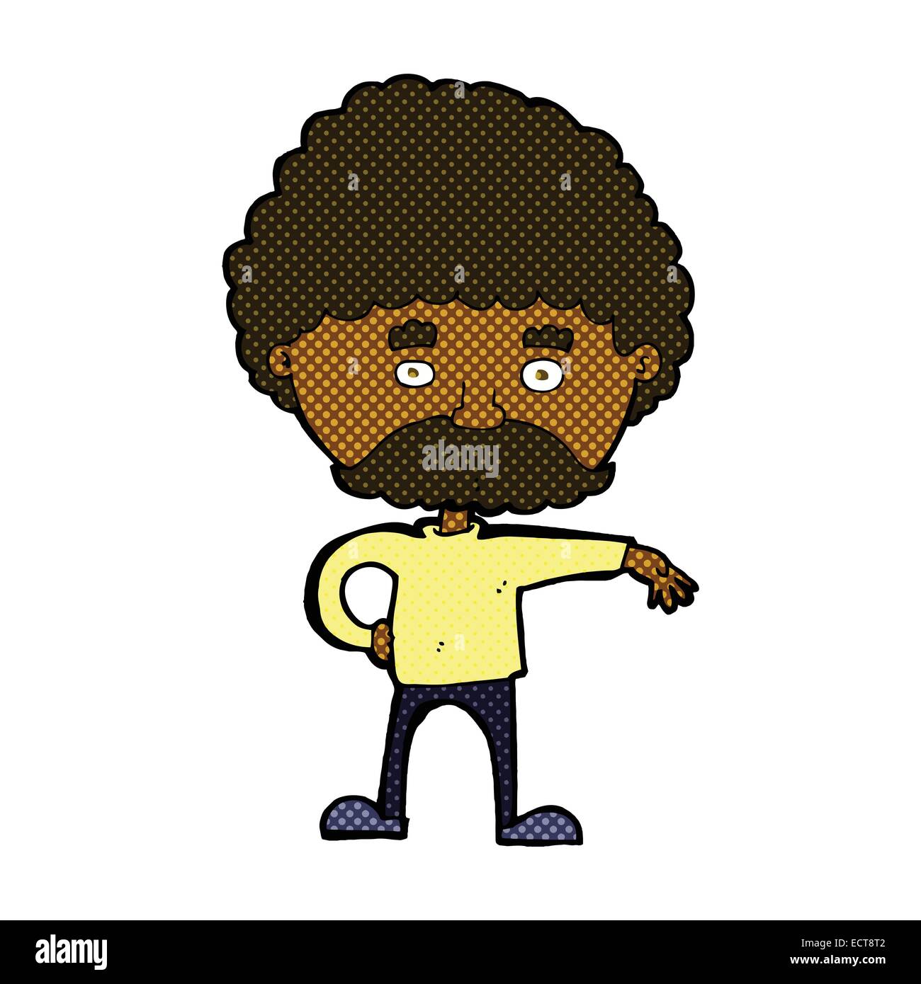 retro comic book style cartoon man with mustache making camp gesture ...