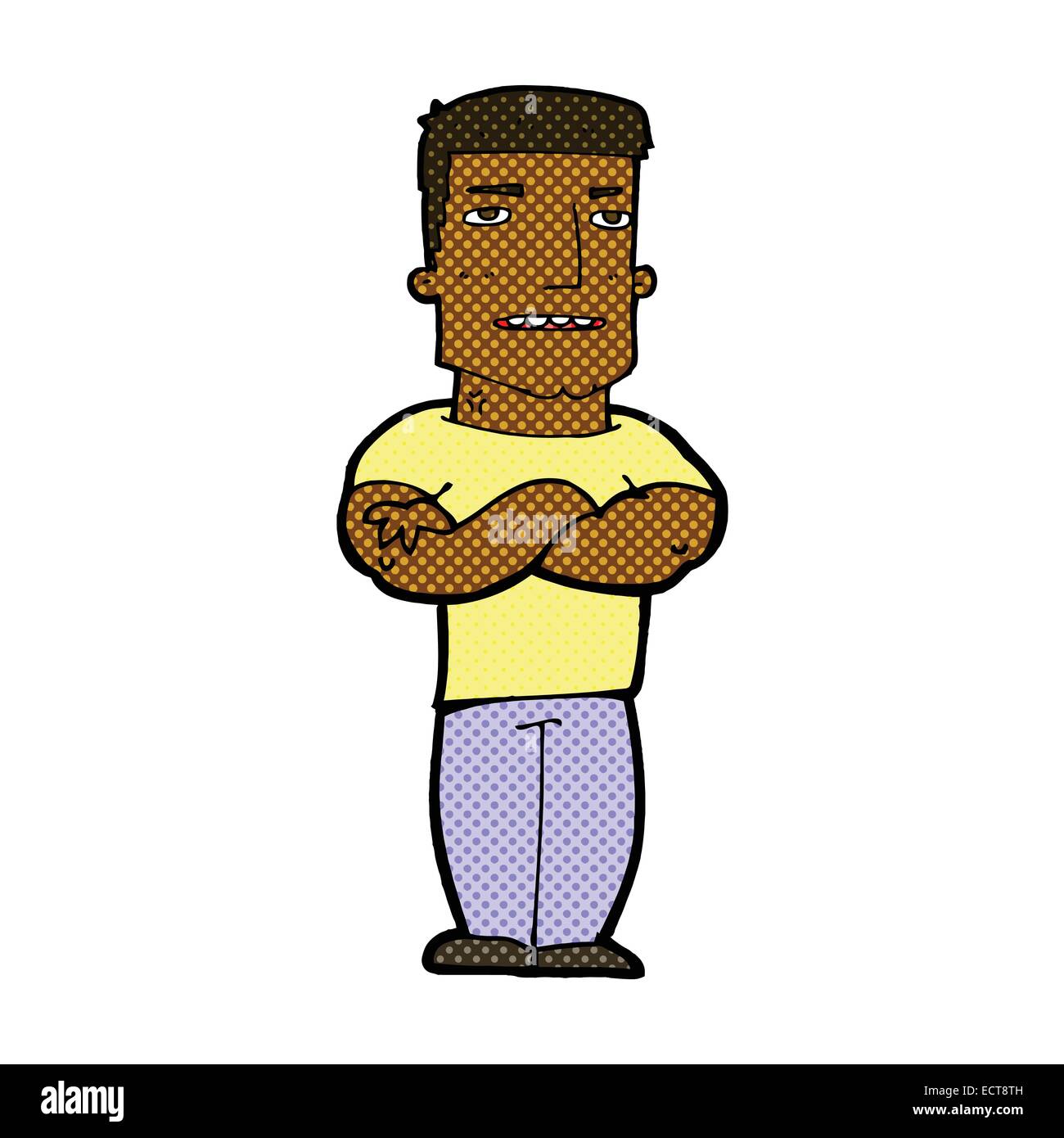retro comic book style cartoon tough guy with folded arms Stock Vector ...