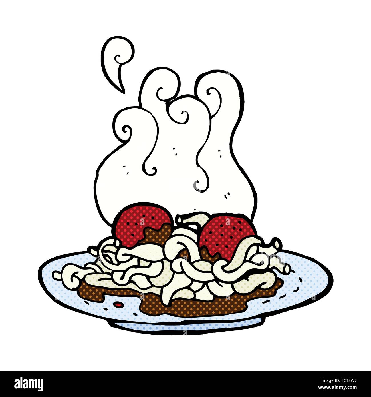 retro comic book style cartoon spaghetti and meatballs Stock Vector ...