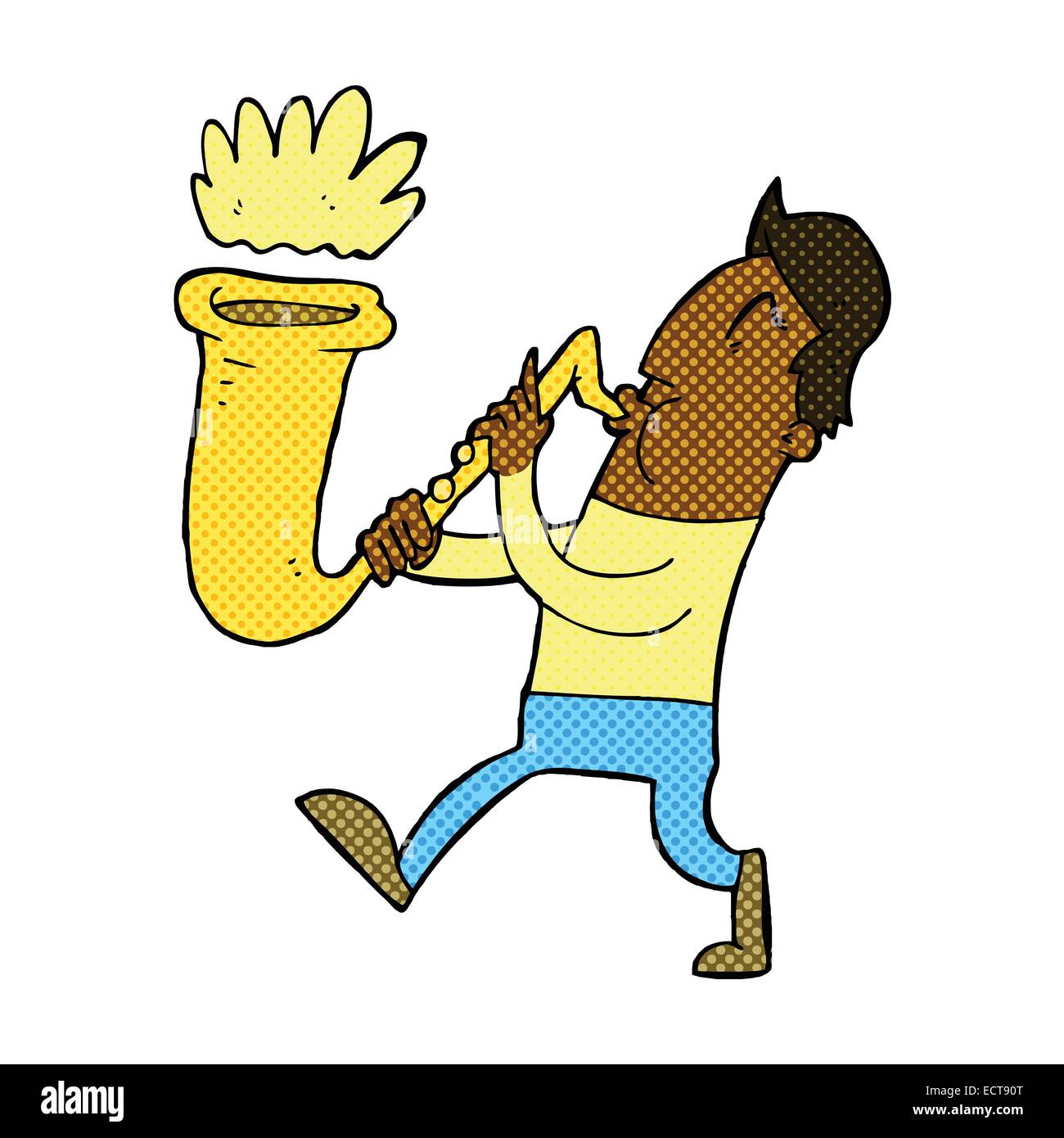 retro comic book style cartoon man blowing saxophone Stock Vector Image ...