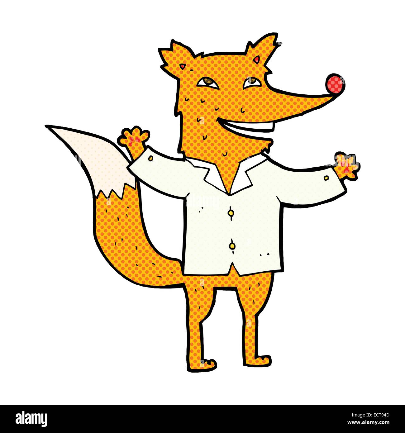 retro comic book style cartoon happy fox wearing shirt Stock Vector ...