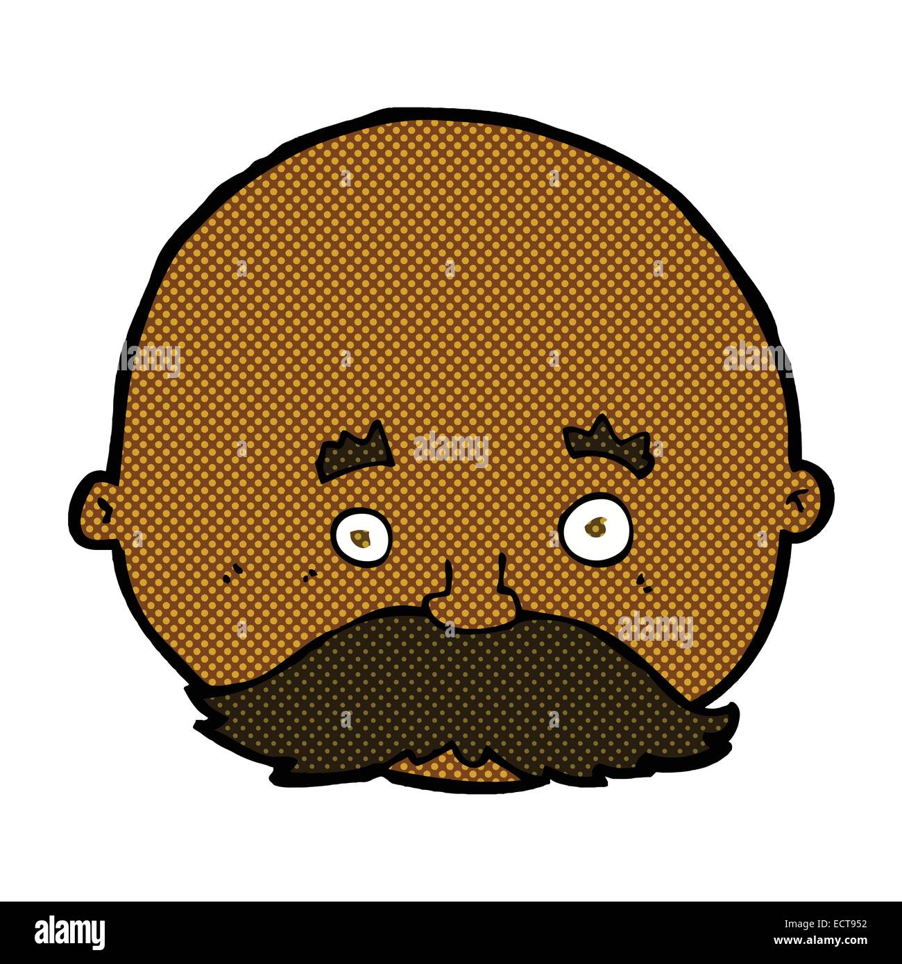retro comic book style cartoon bald man with mustache Stock Vector ...
