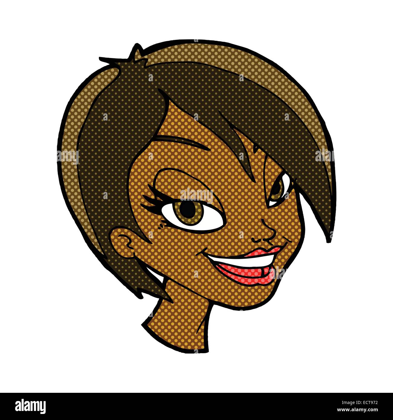 retro comic book style cartoon pretty female face Stock Vector Image ...