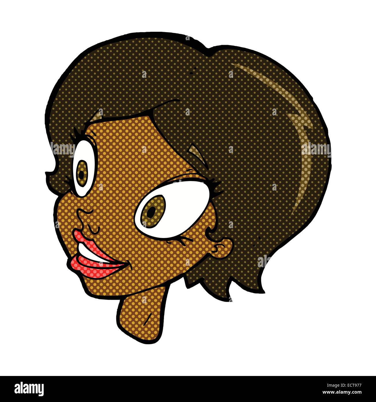 retro comic book style cartoon pretty female face Stock Vector Image ...