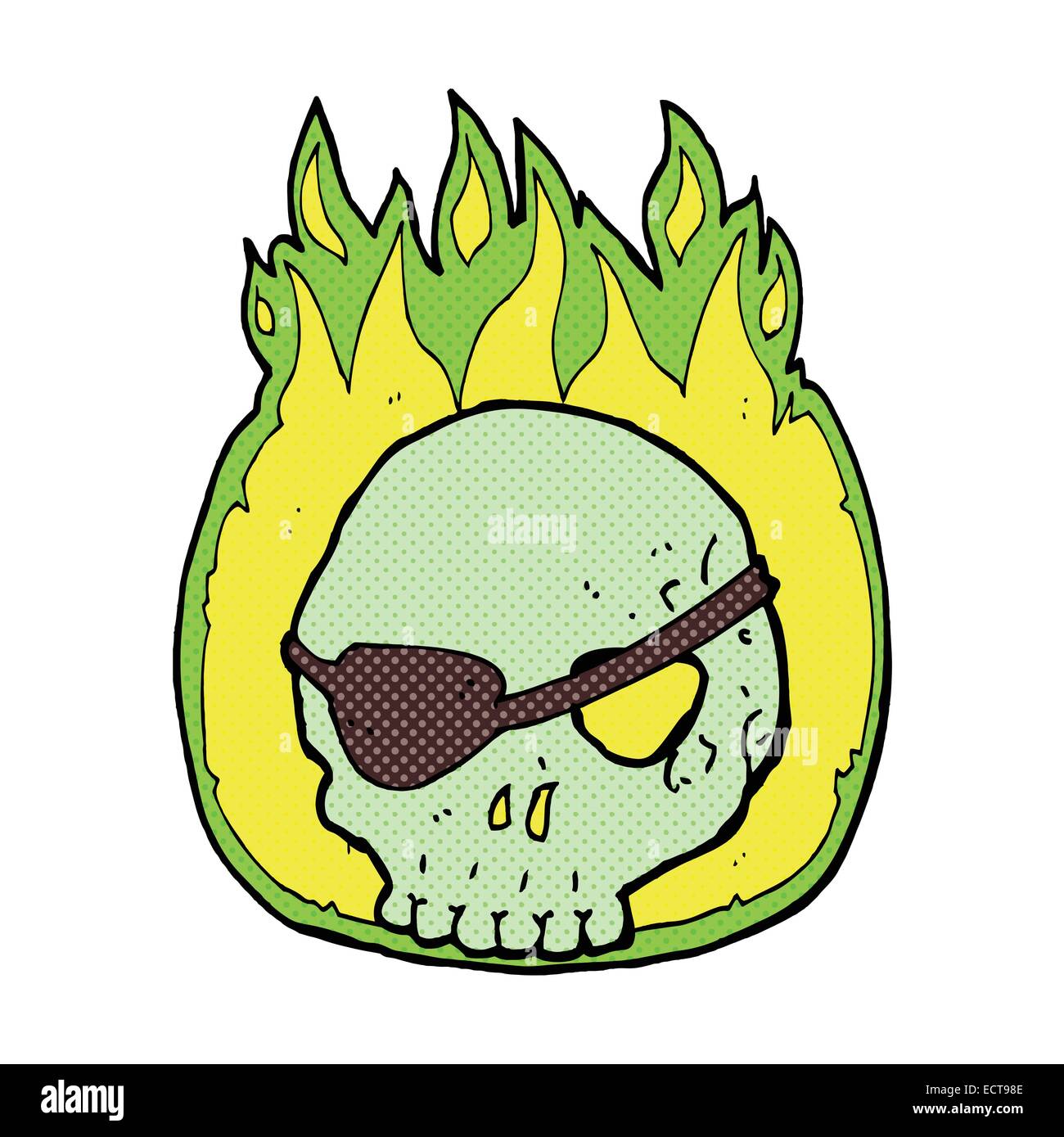 retro comic book style cartoon skull with eye patch Stock Vector Image ...