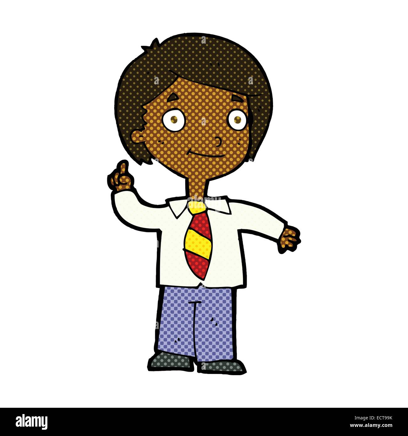 retro comic book style cartoon school boy answering question Stock ...