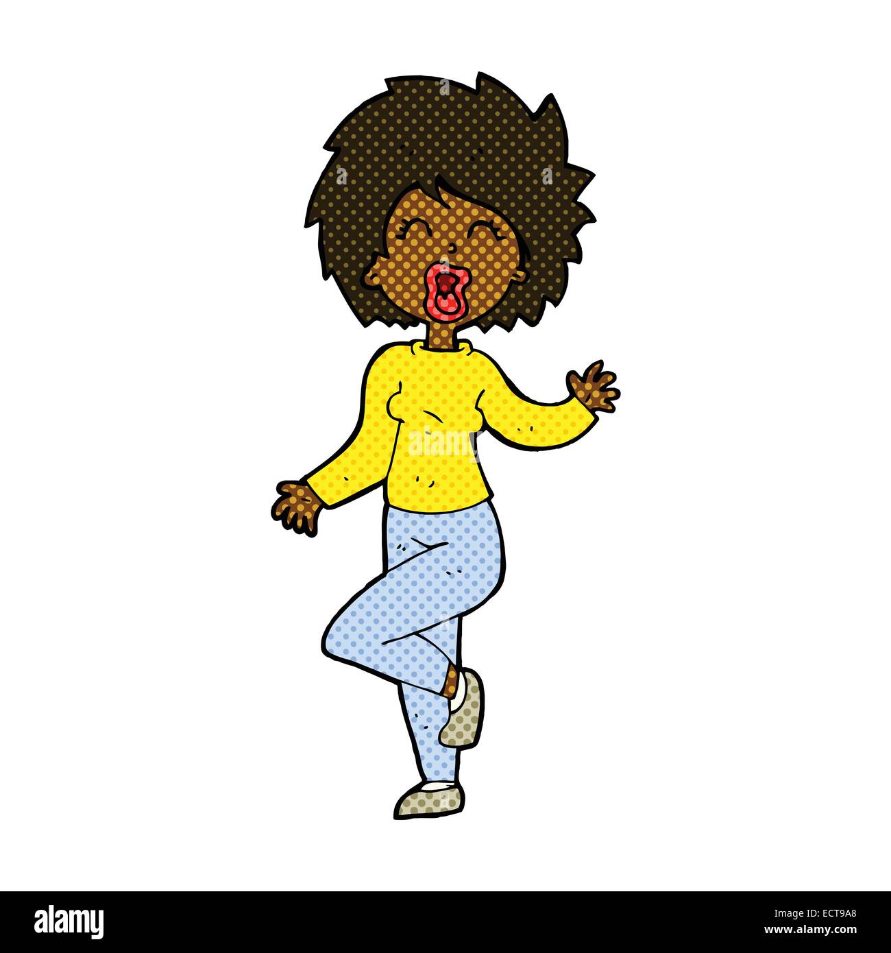 retro comic book style cartoon woman dancing Stock Vector Image & Art ...