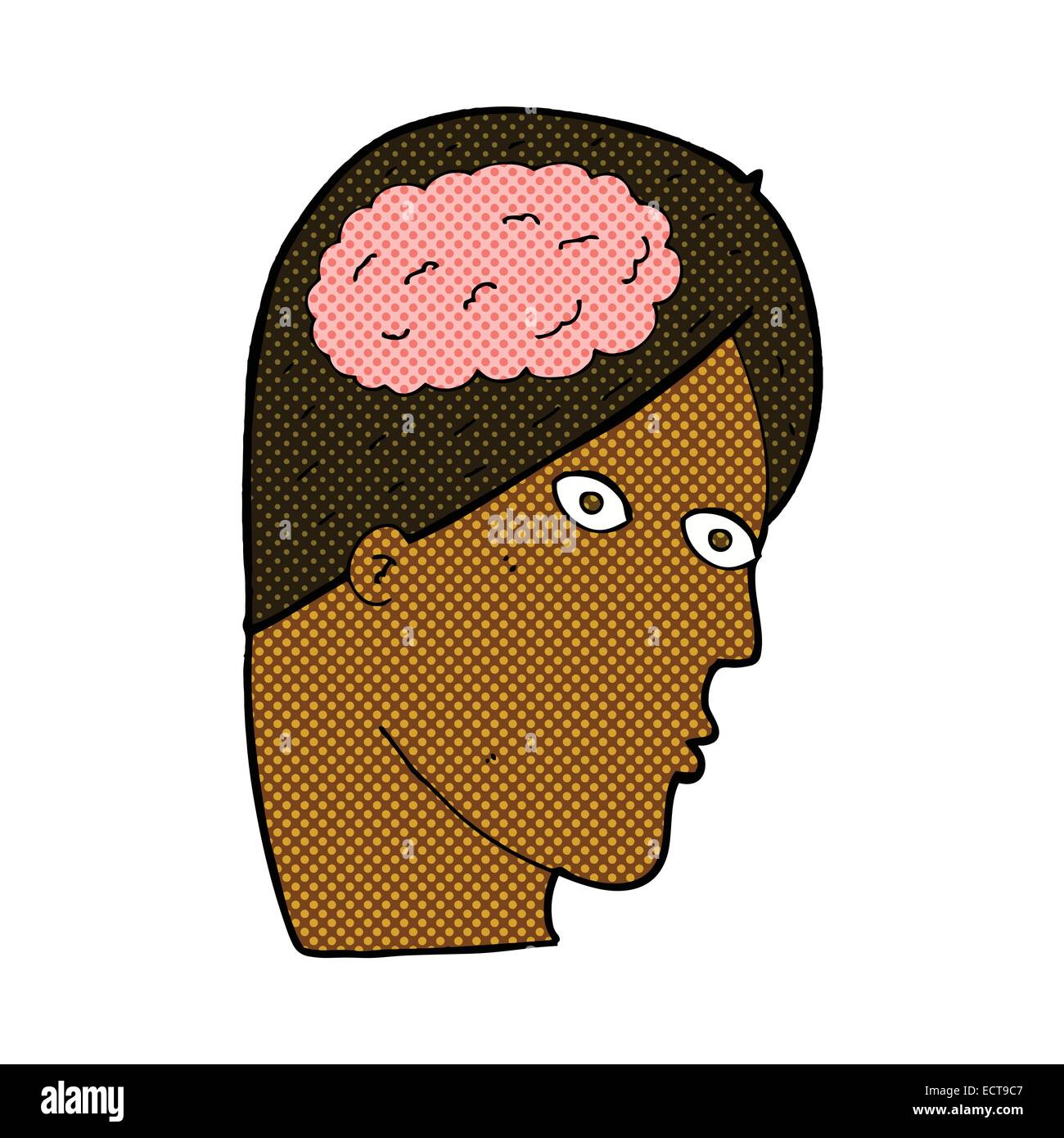retro comic book style cartoon head with brain symbol Stock Vector ...