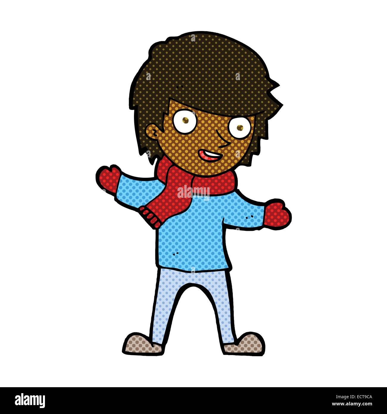retro comic book style cartoon boy in winter clothes Stock Vector Image ...
