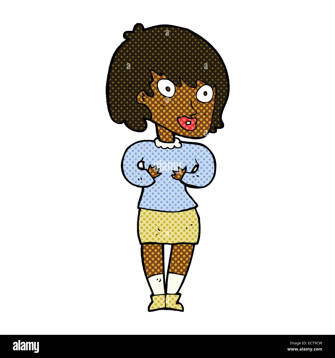 retro comic book style cartoon woman making Who Me? gesture Stock ...