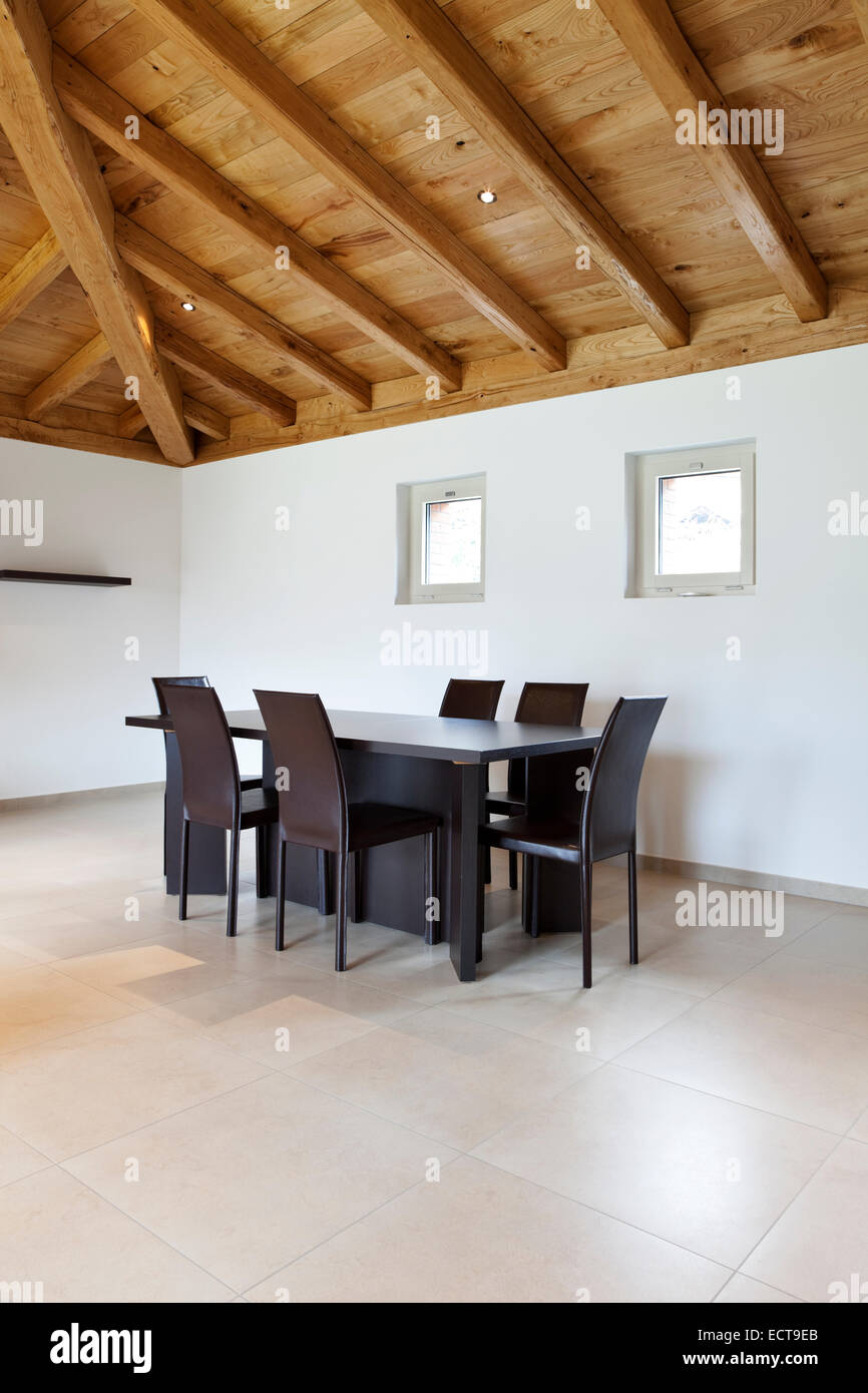 modern cozy apartment interior open space wooden roof Stock Photo - Alamy