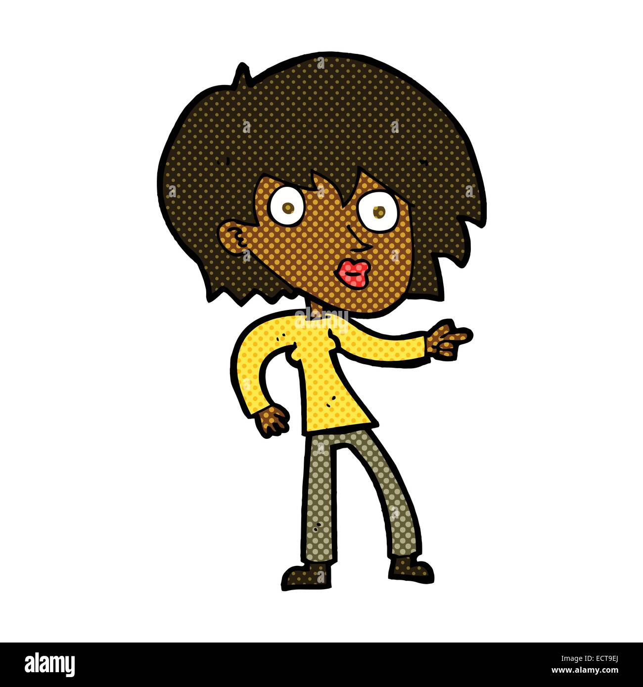 retro comic book style cartoon surprised woman pointing Stock Vector ...