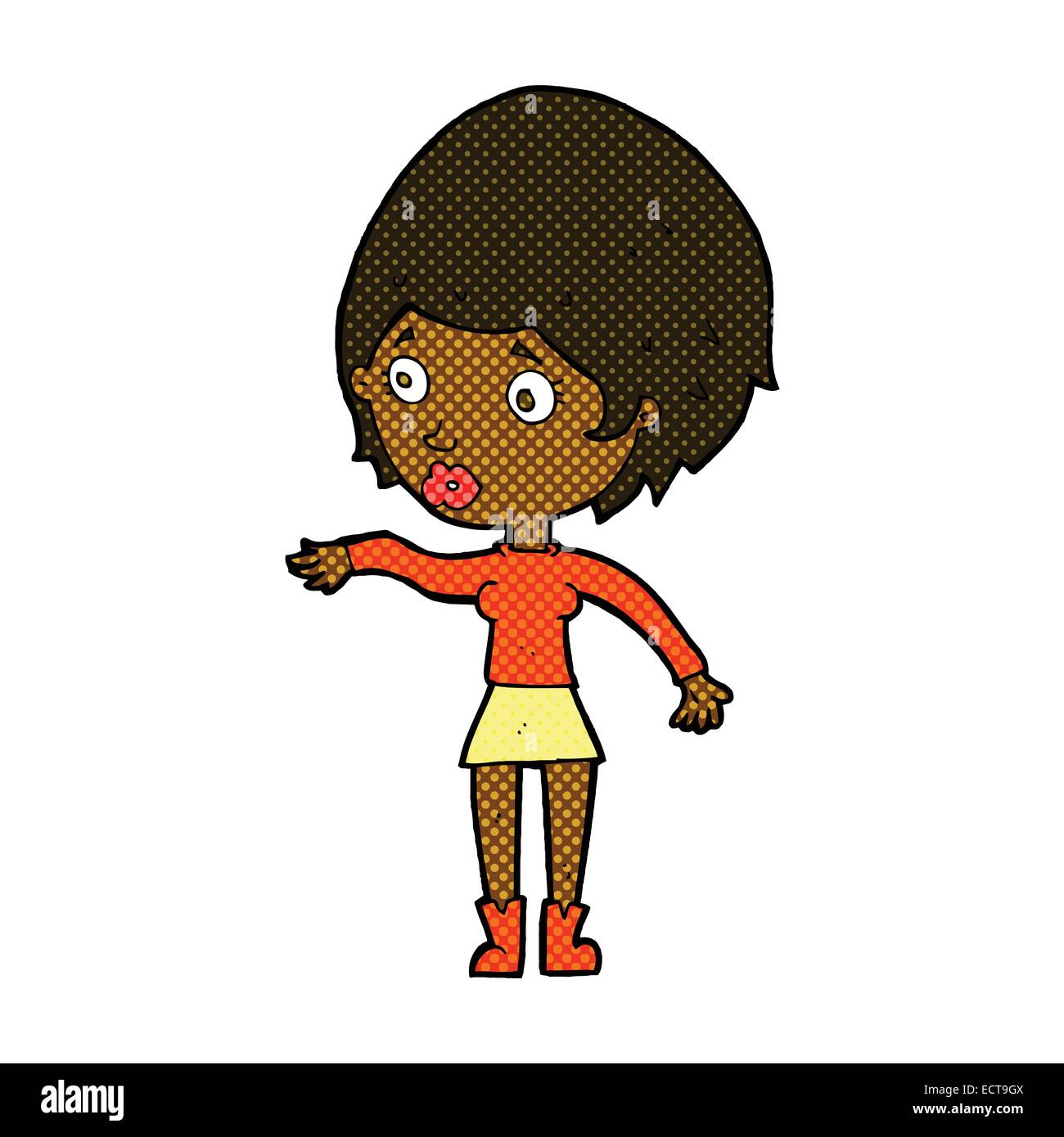 retro comic book style cartoon concerned woman reaching out Stock ...