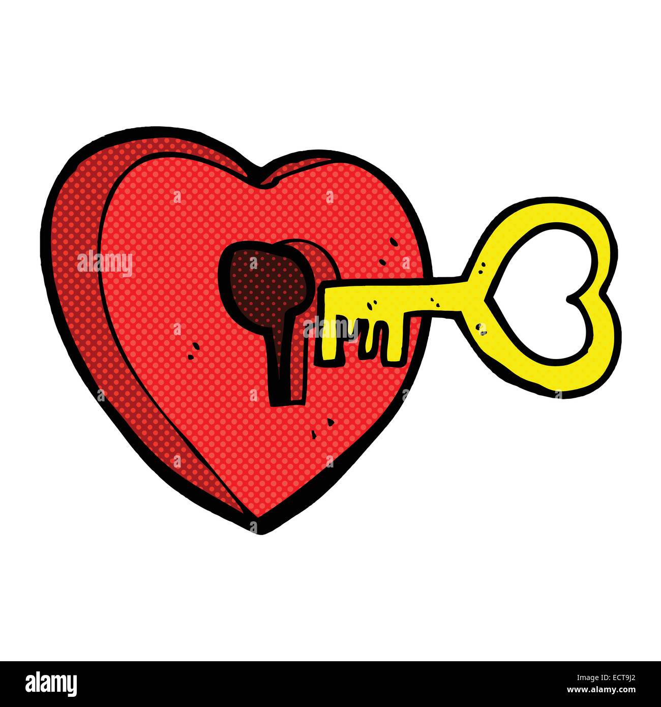 retro comic book style cartoon heart with key Stock Vector Image & Art ...