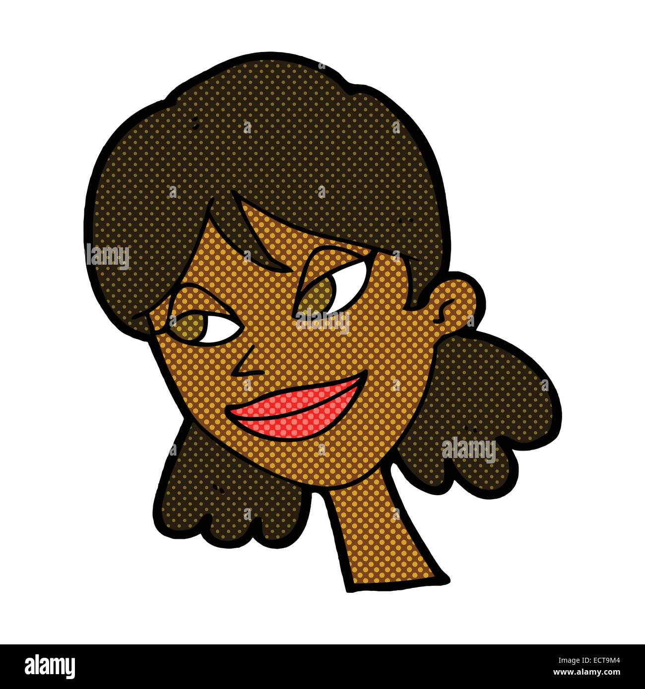 retro comic book style cartoon happy female face Stock Vector Image ...