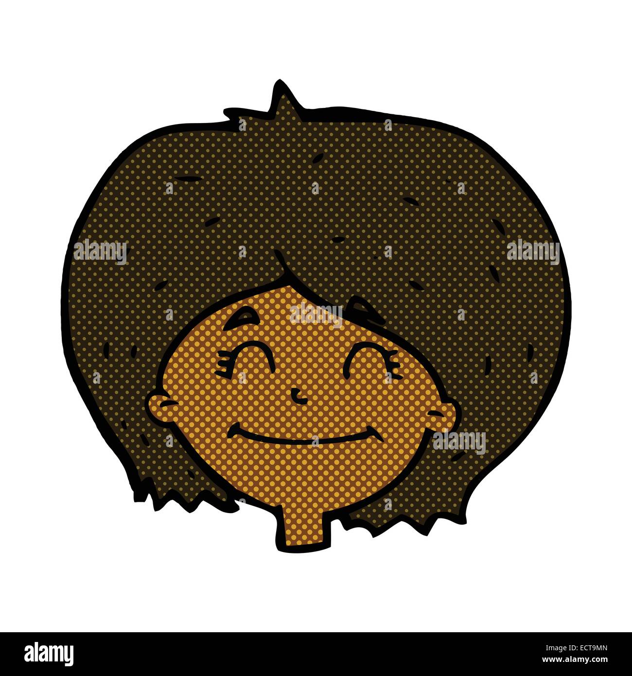 retro comic book style cartoon happy female face Stock Vector Image ...