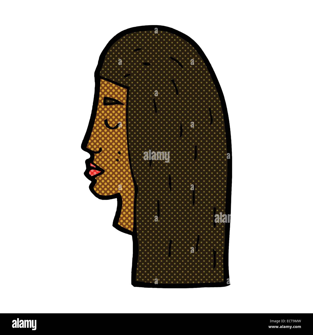 retro comic book style cartoon female face profile Stock Vector Image ...