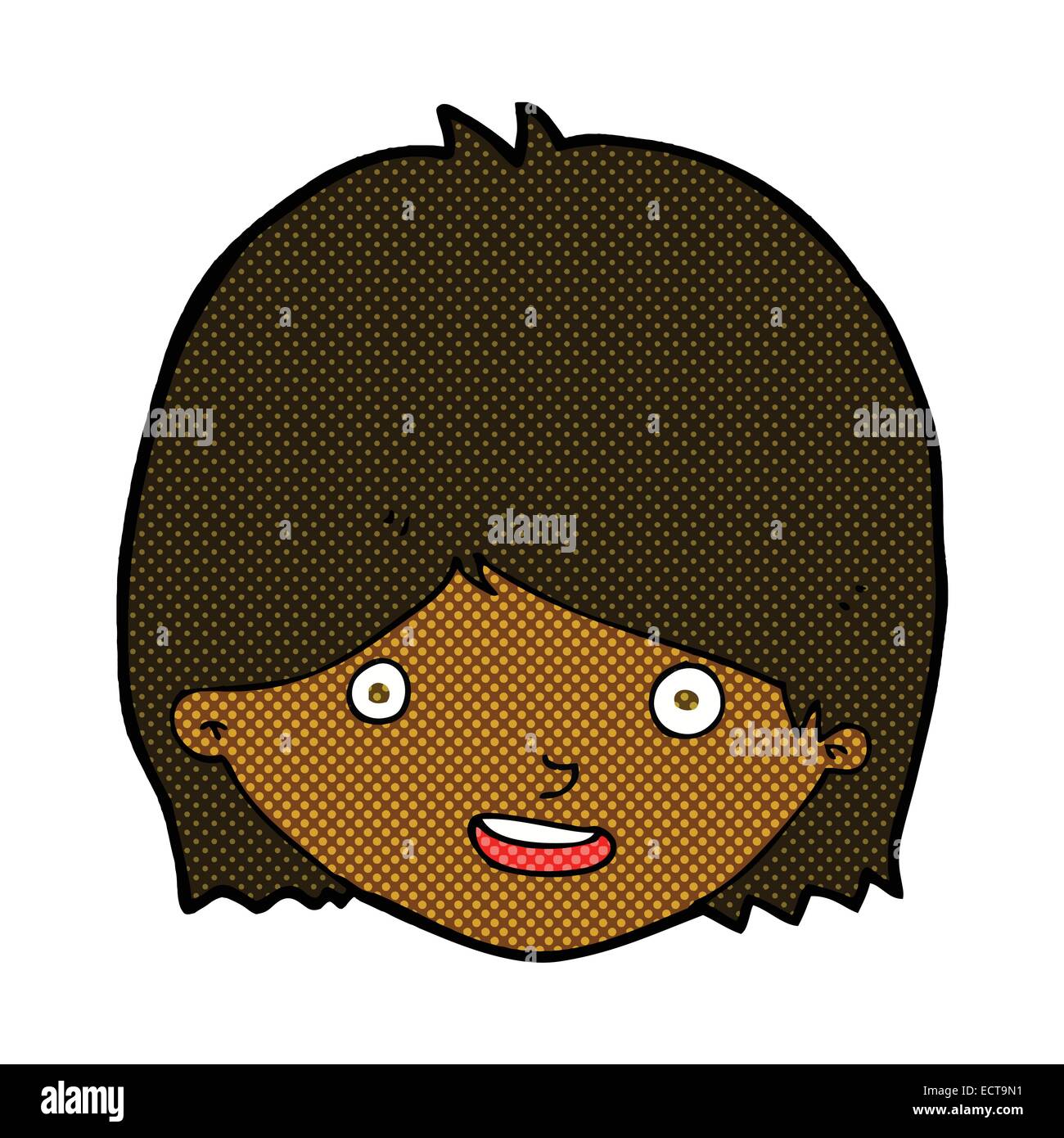 retro comic book style cartoon happy female face Stock Vector Image ...