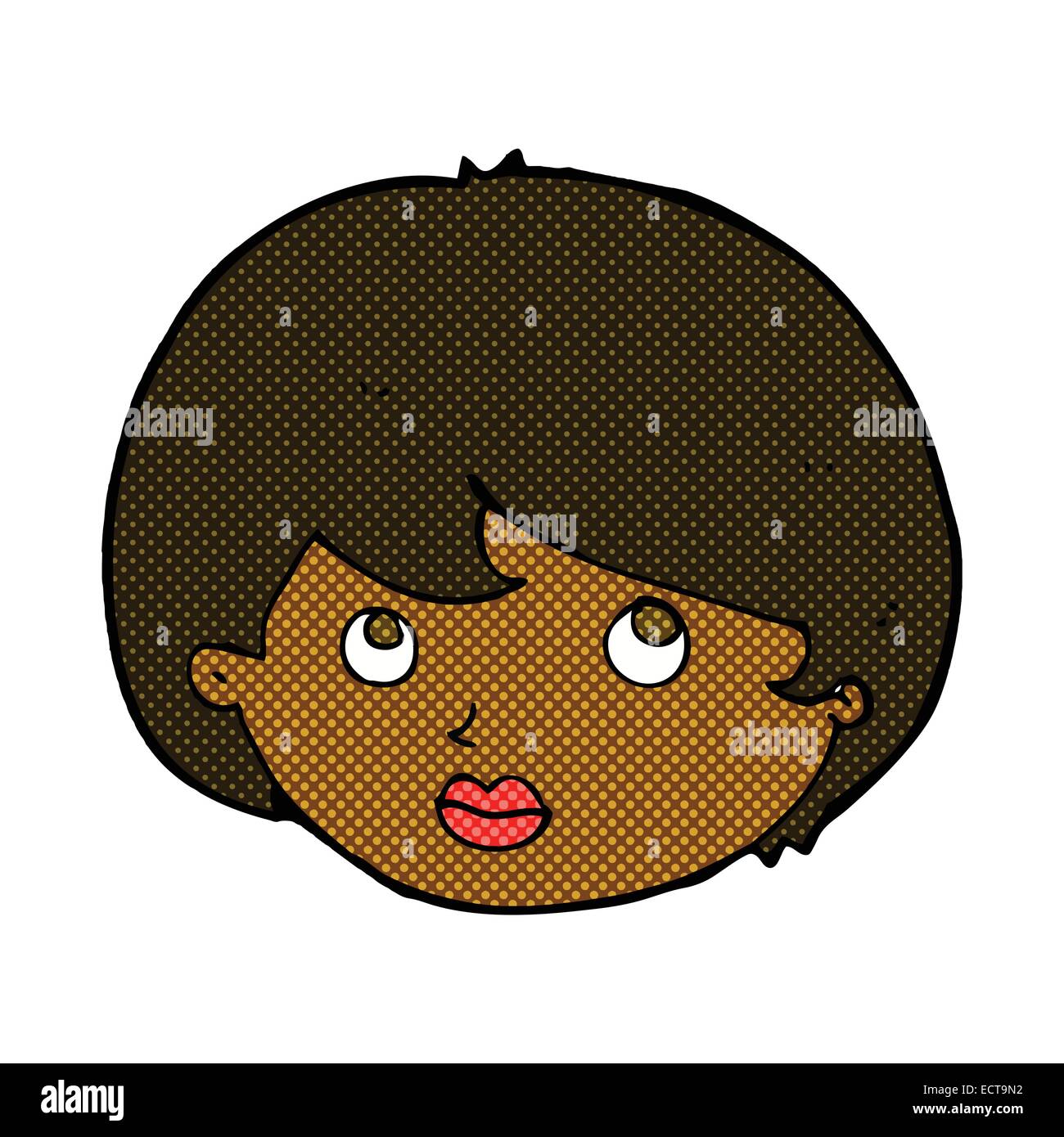 retro comic book style cartoon female face looking upwards Stock Vector ...