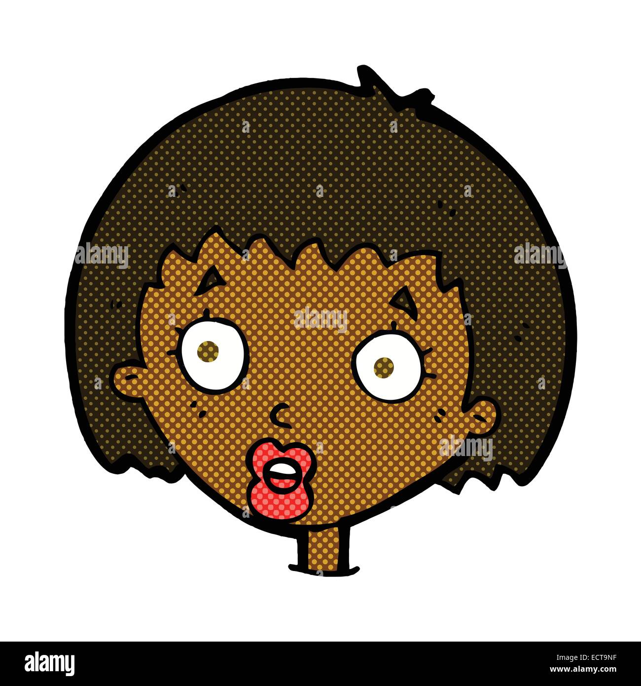 retro comic book style cartoon surprised female face Stock Vector Image ...